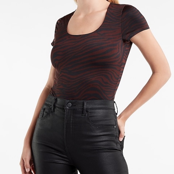 Express | Tops | Express Body Contour Zebra Print Thong Bodysuit | Poshmark
